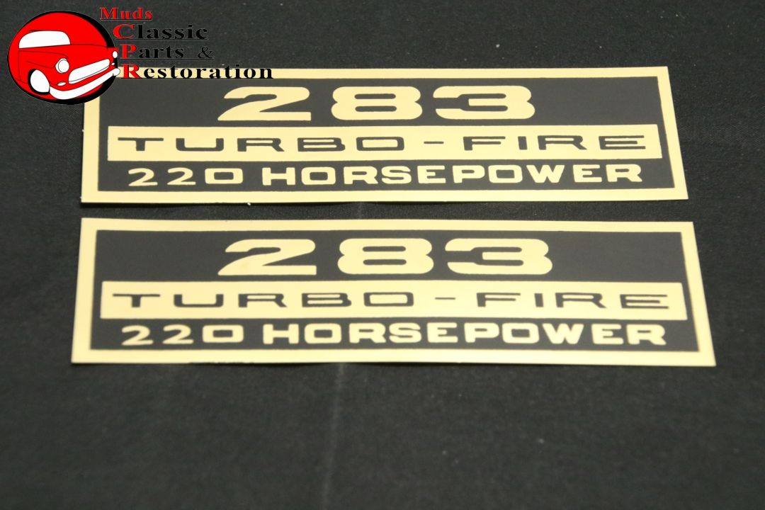 Chevy 283 Turbo Fire 220 Horsepower Valve Cover Decals Pair - Muds ...