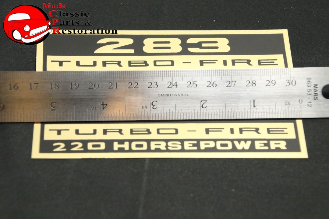Chevy 283 Turbo Fire 220 Horsepower Valve Cover Decals Pair - Muds ...