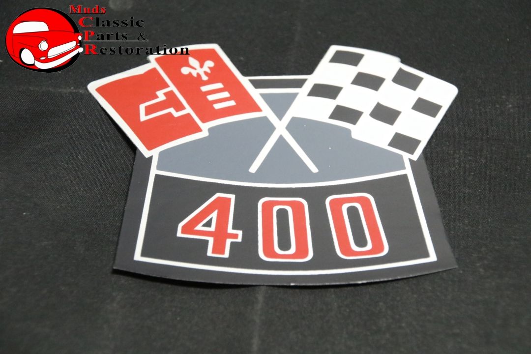 Chevy 400 Crossed Flags Air Cleaner Decal - Muds Classic Parts