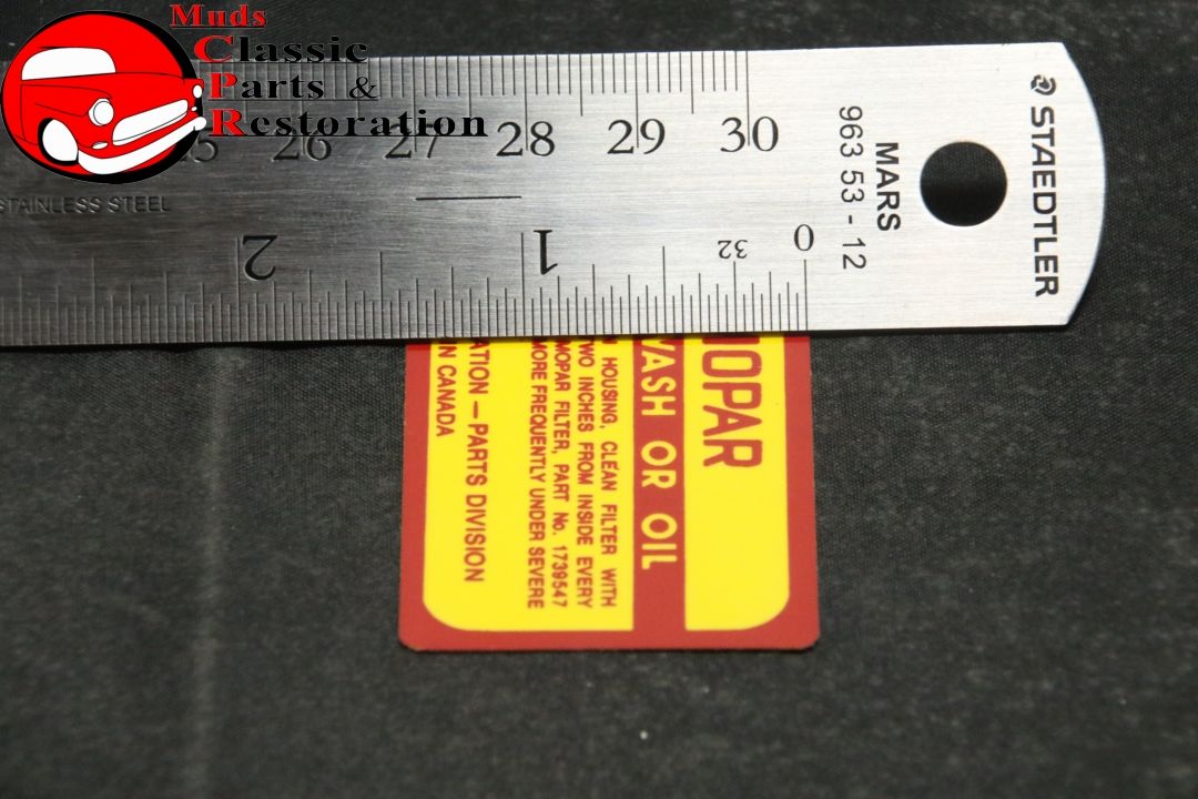 66 Mopar Plymouth Dodge 318 Air Cleaner Service Instructions Decal ...