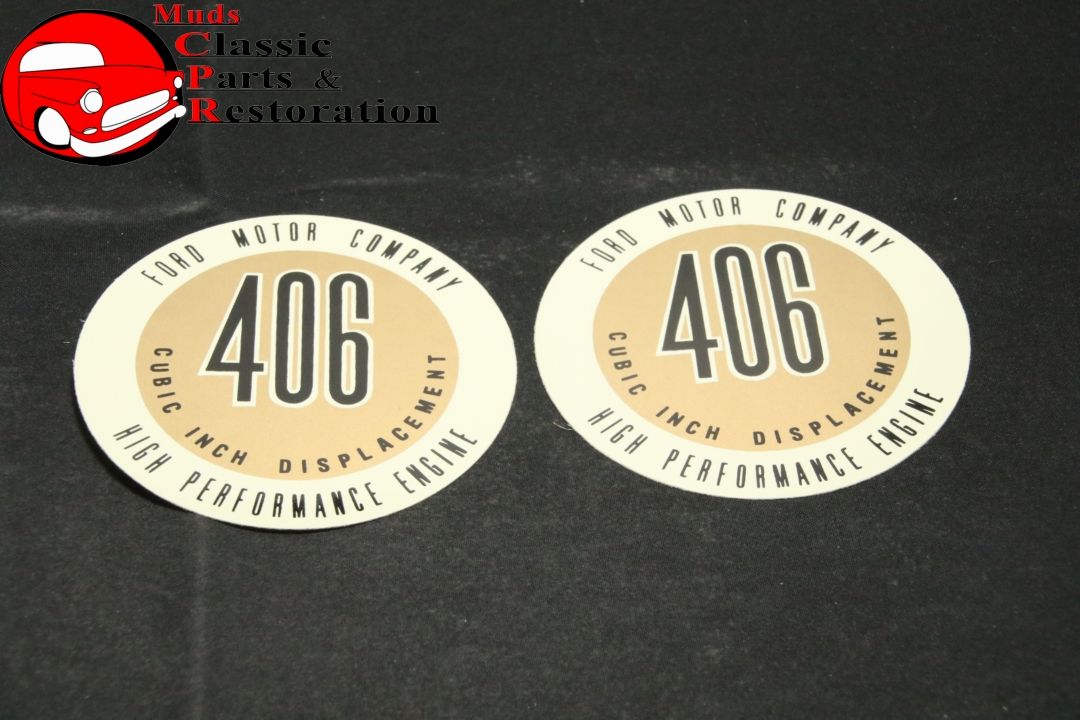 62 63 Ford Galaxie 406 Hp Valve Cover Decals - Muds Classic Parts