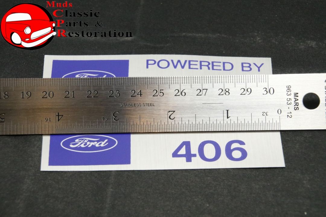 Ford "Powered By Ford 406" Valve Cover Decals Pair Aftermarket W/Ford ...