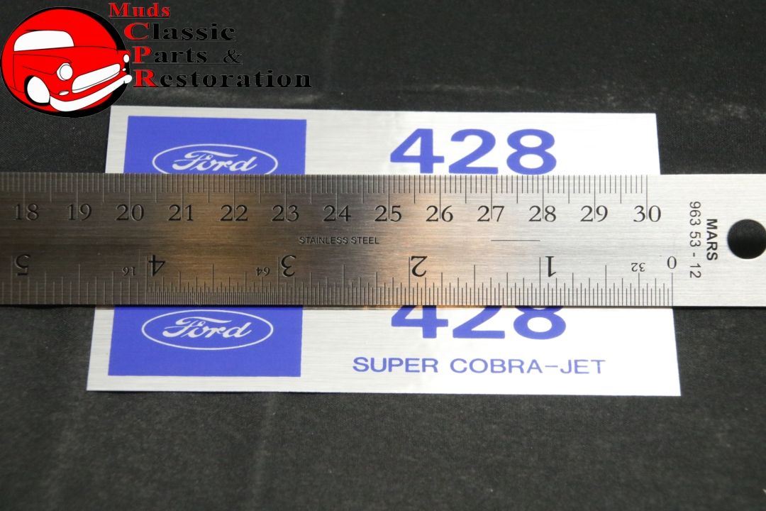 Ford "Powered By Ford 428 Super-Cobra-Jet" Valve Cover Decals Pair