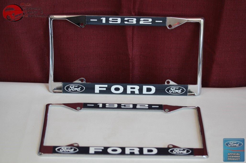 1932 Ford Car Pick Up Truck Front Rear License Plate Holder Chrome ...