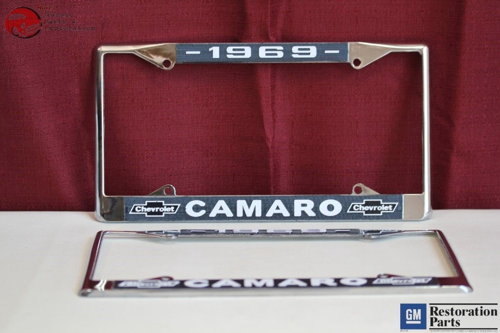 1969 Chevy Camaro Gm Licensed Front Rear License Plate Holder Retainer ...