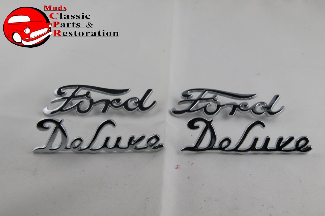 1939 Ford Passenger Car Ford Deluxe Script Side Hood Emblems Chrome ...