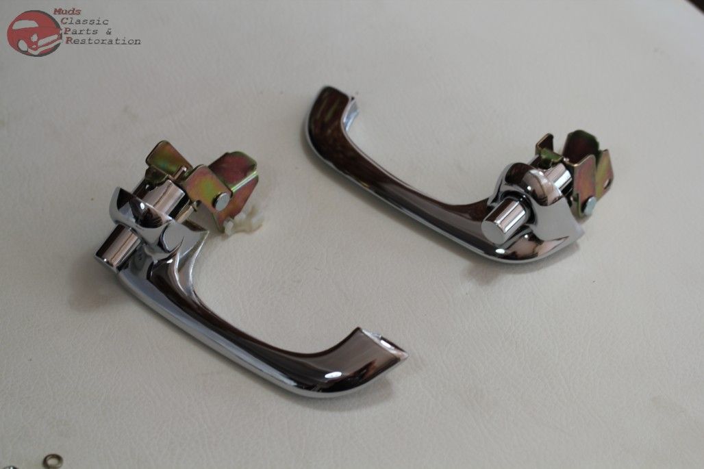 66-77 Ford Bronco Outer Chrome Push Button Door Handles Right Left Side ...
